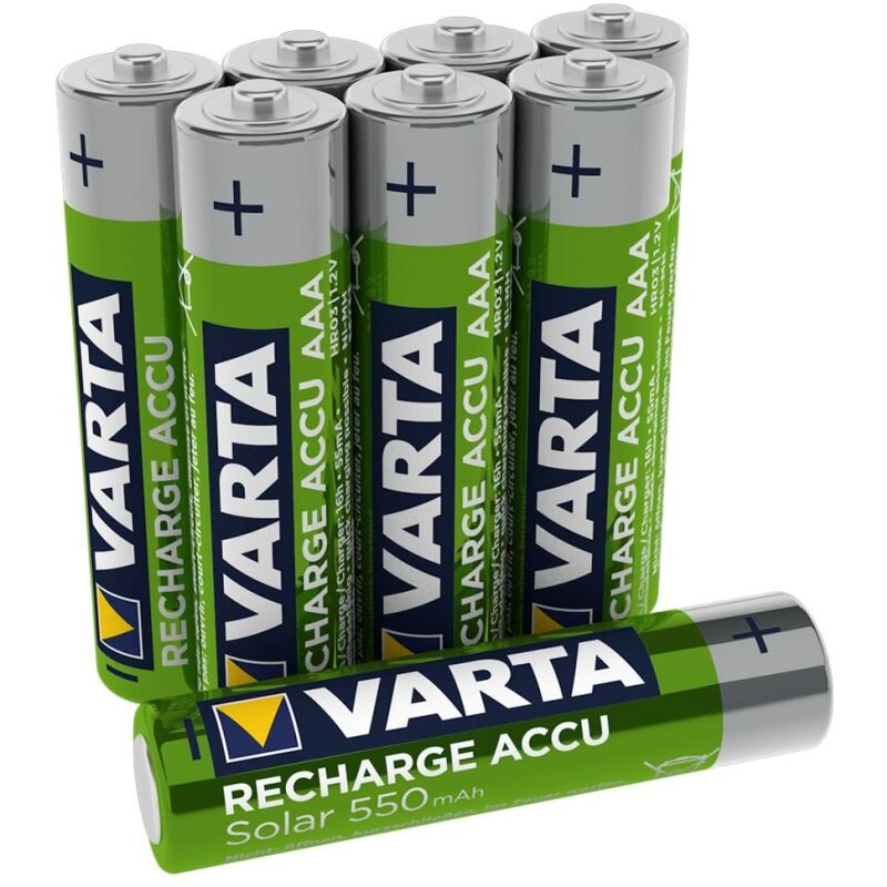 VARTA Recharge Accu Solar AAA Micro 550mAh Ni-Mh Akku (8er Pack, wied ...
